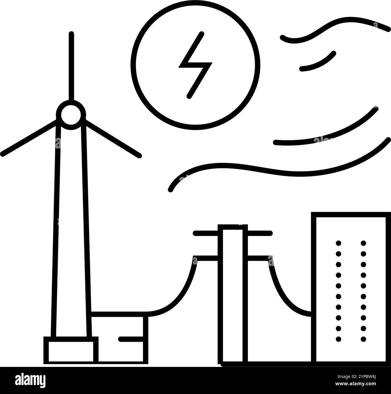 power integration wind turbine line icon vector illustration Stock ...