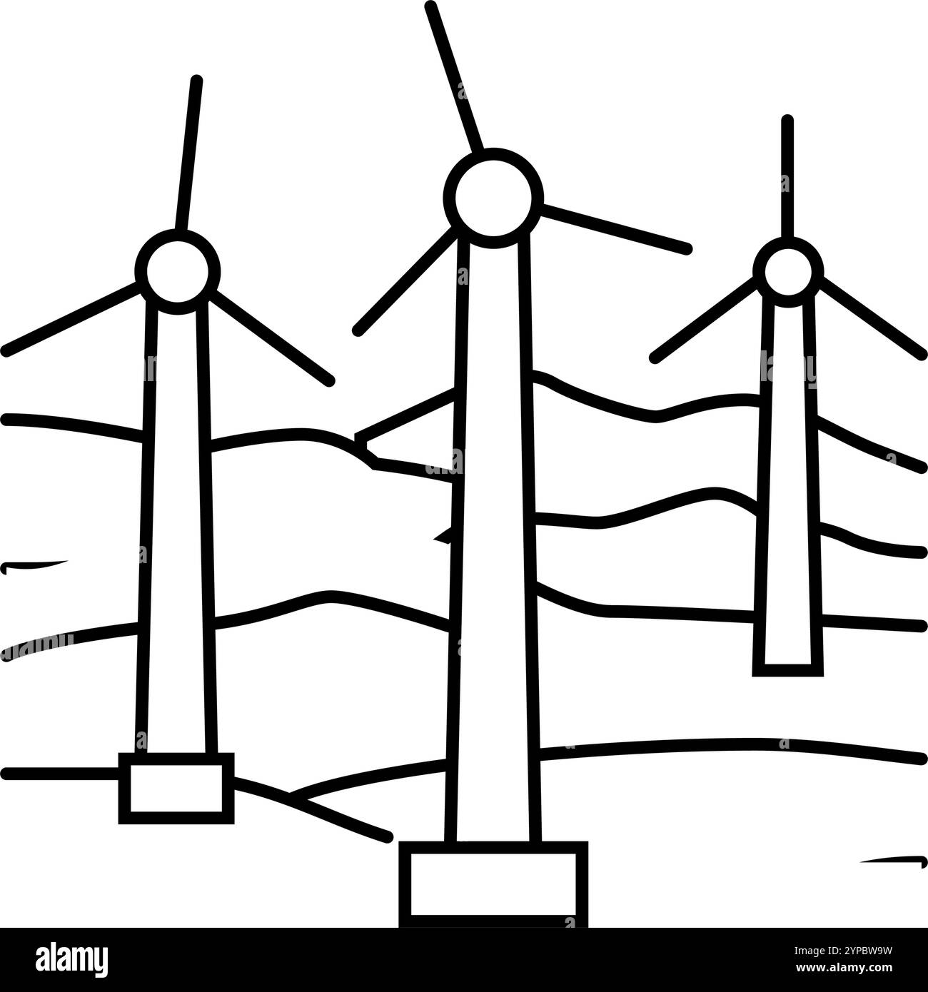 floating wind turbine line icon vector illustration Stock Vector Image ...