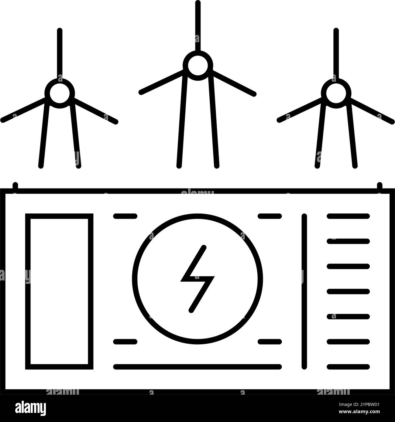farm aerial view wind turbine line icon vector illustration Stock ...