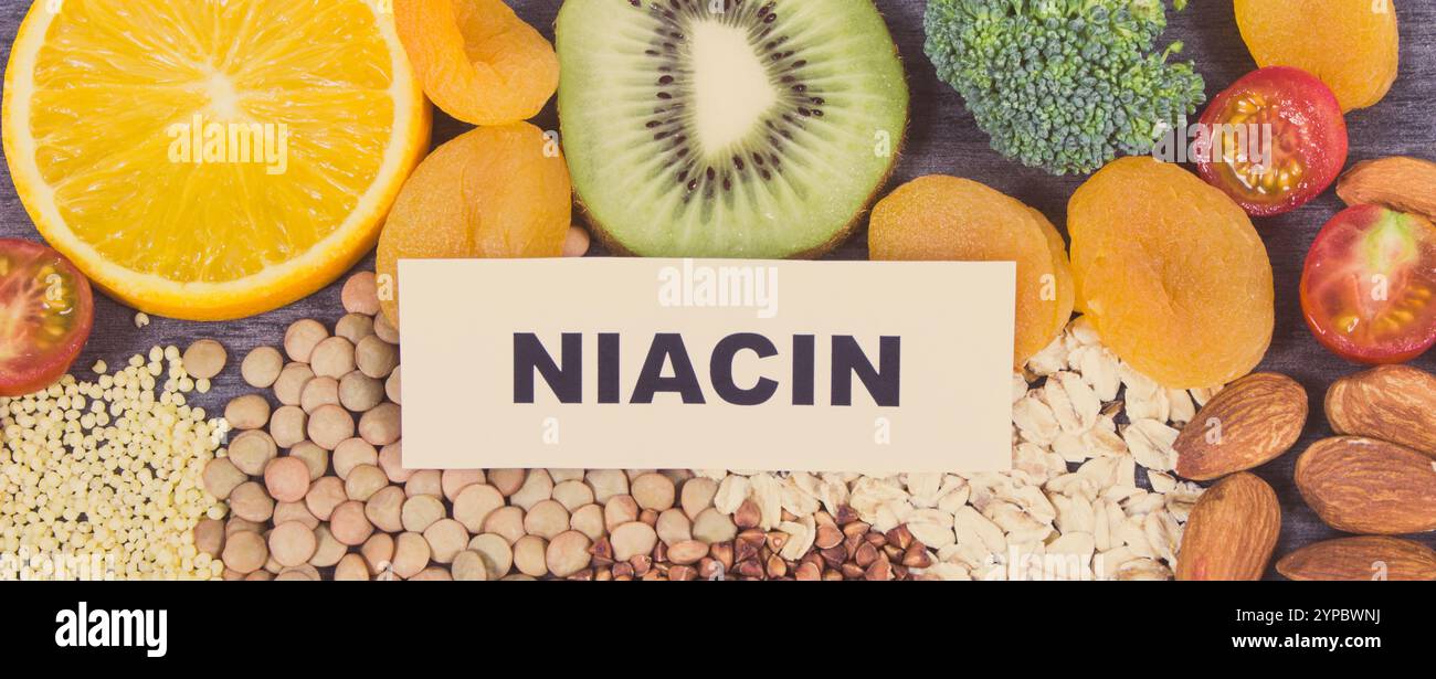 Healthy nutritious food as source natural niacin, other various ...