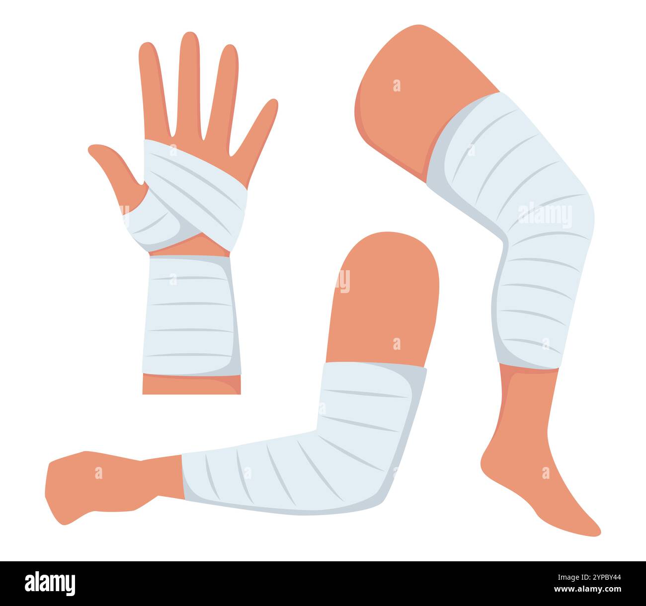 Bandaged arms and legs. Set of medical bandages elastic bandages ...