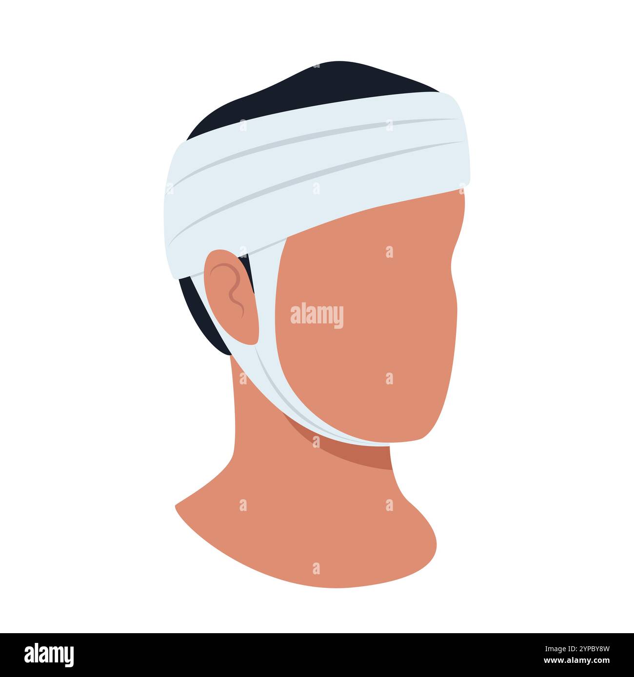 Head injury patient. Man in head accident with bandage on his head ...