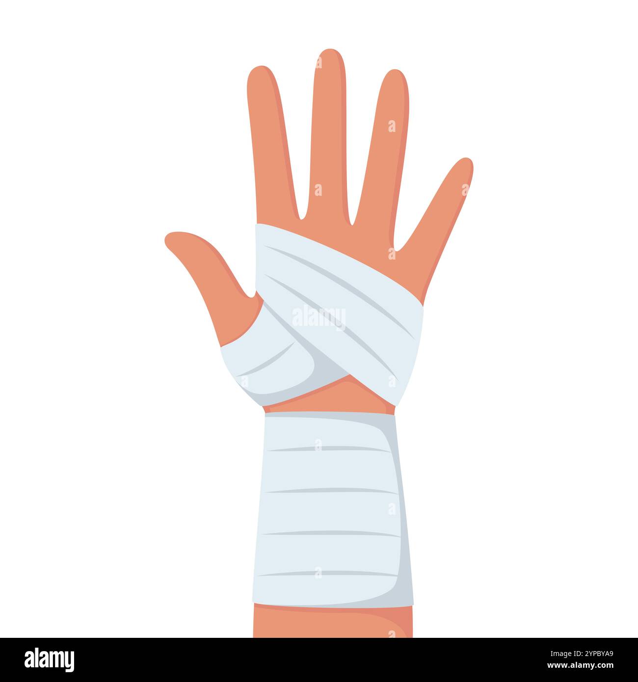 Hand with bandage. First aid, protection in case of burn of skin ...