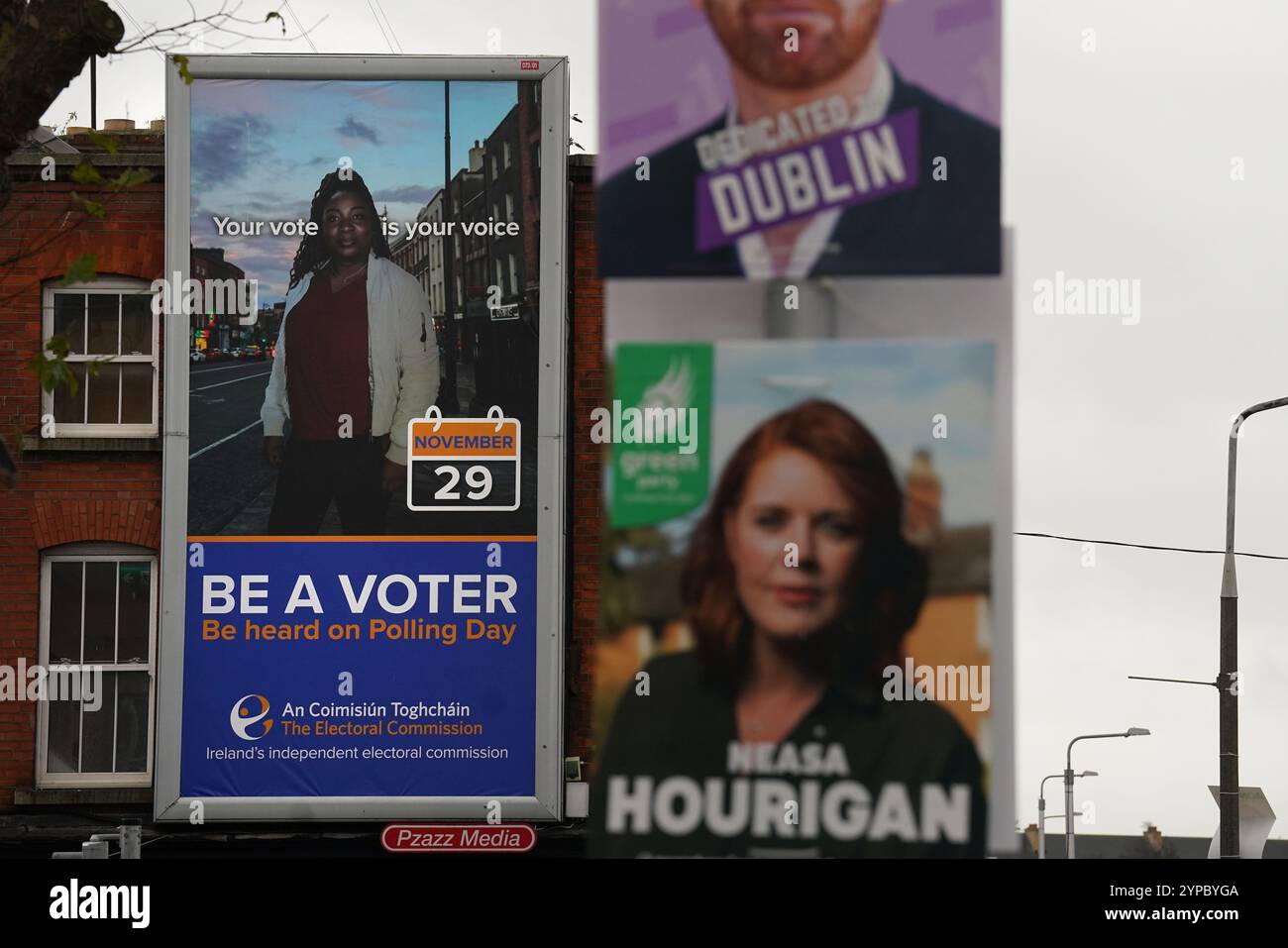 A poster by the Electoral Commission in Dublin, as voters go to the ...