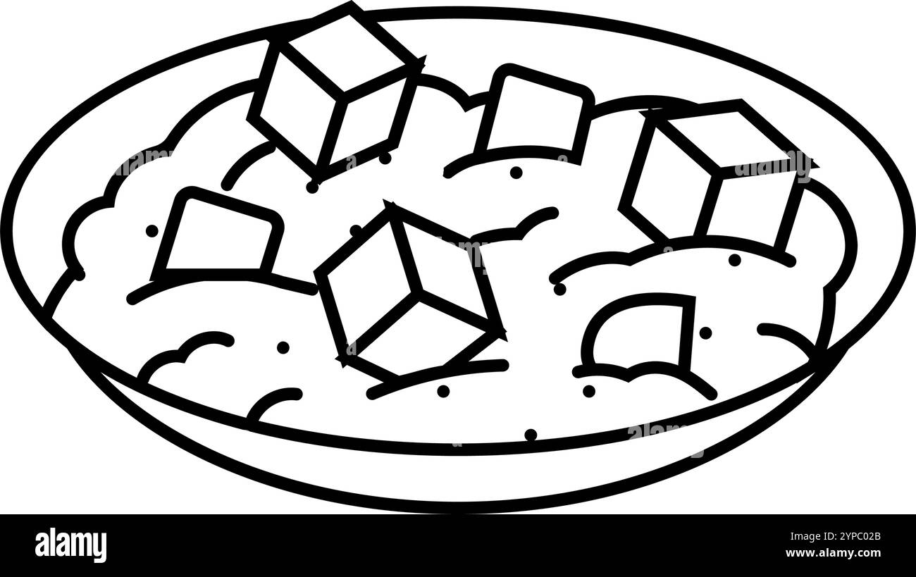 mapo tofu chinese cuisine line icon vector illustration Stock Vector ...