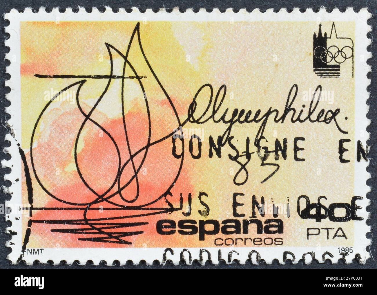 Cancelled postage stamp printed by Spain, that promotes International ...