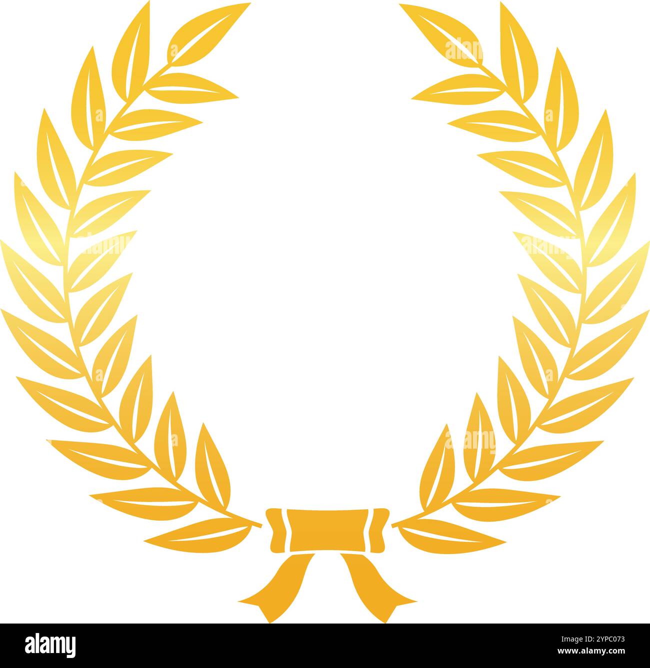 Golden laurel wreath symbolizing success and honor against a white background, perfect for ...