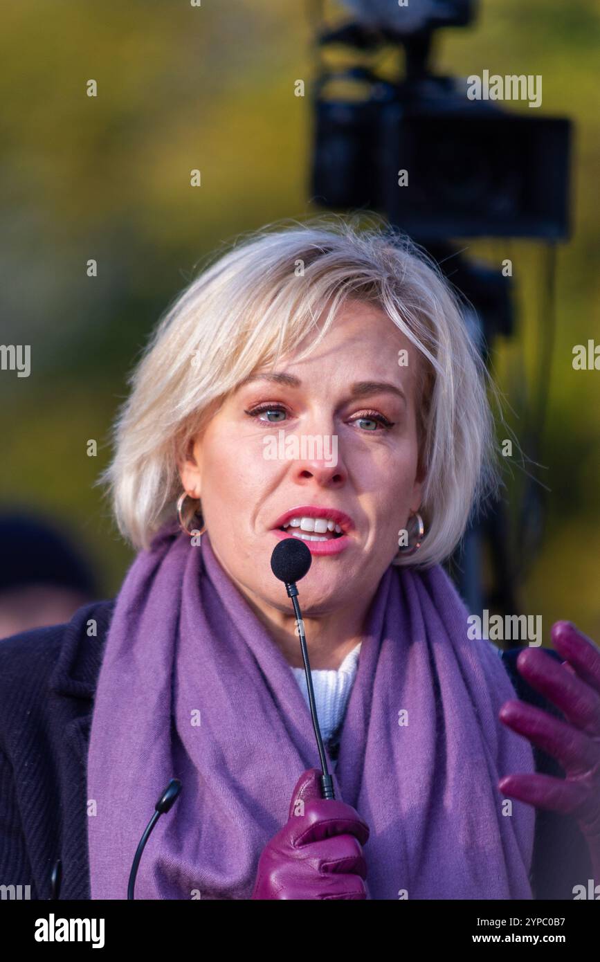 Rebecca Wilcox outside the Houses of Parliament during the Terminally ...