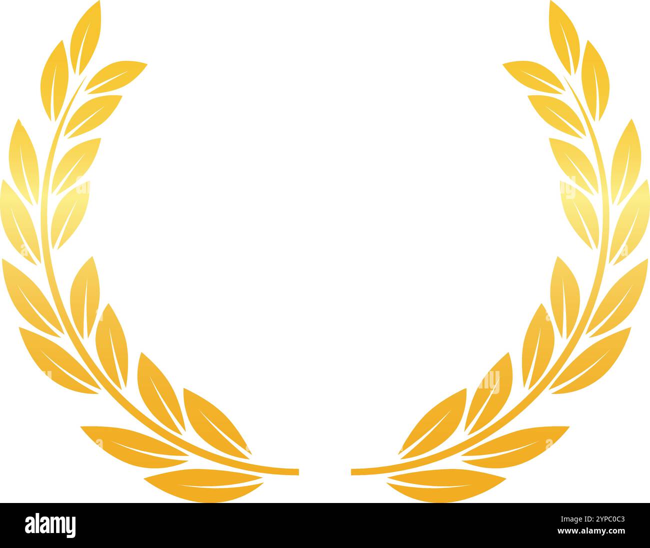 Circular golden laurel wreath symbolizes success, triumph, and ...