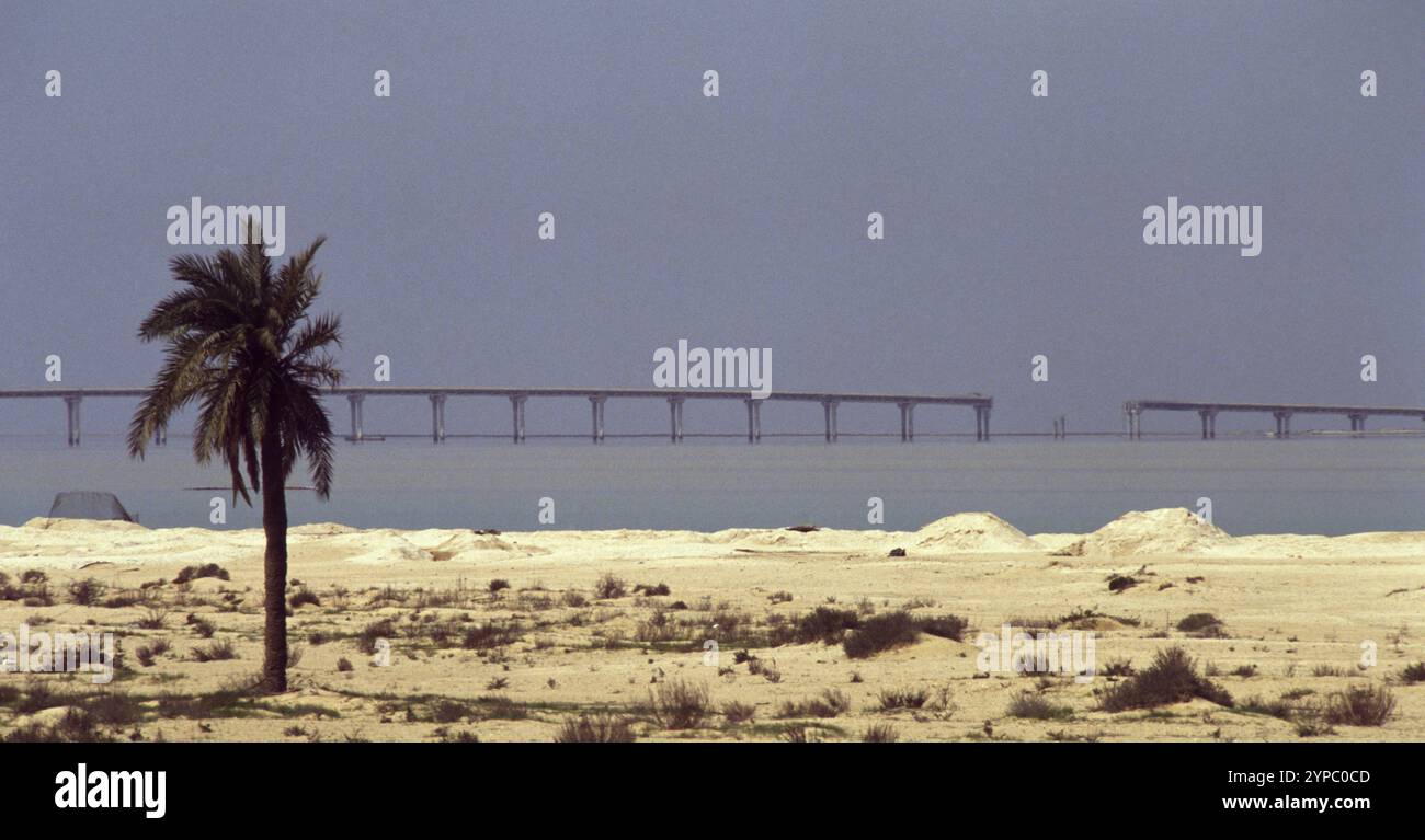 First Gulf War: 15th March 1991. The damaged bridge to Bubiyan Island ...