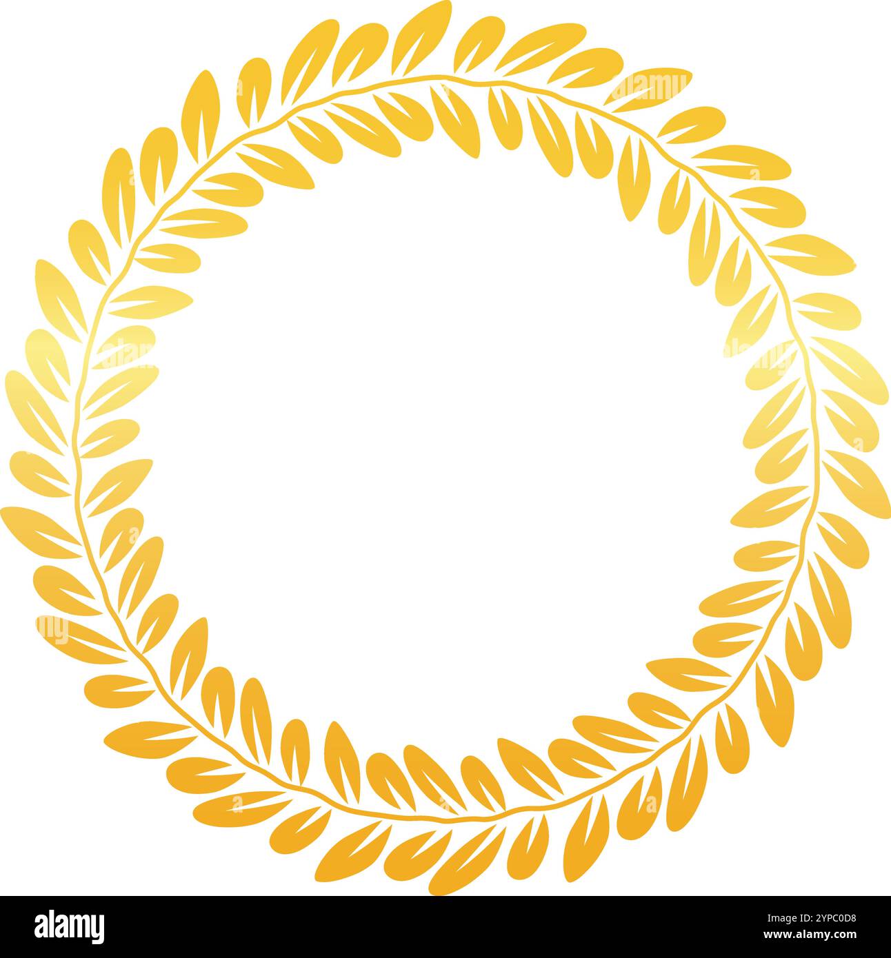 Circular golden laurel wreath symbolizing success, victory, and achievement, perfect for awards ...