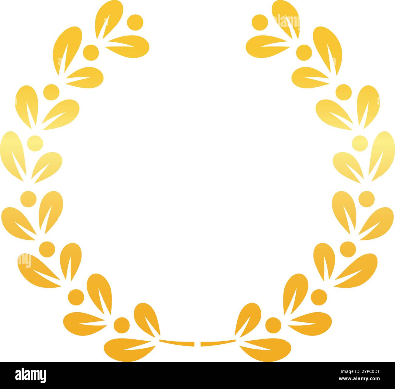 Golden laurel wreath forming a circle, symbolizing victory, achievement, and honor, perfect for ...