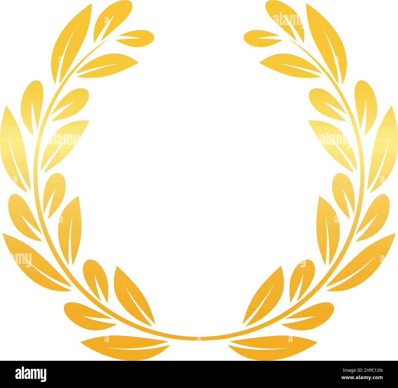 Circular golden laurel wreath symbolizing success, achievement, and victory, ideal for awards ...