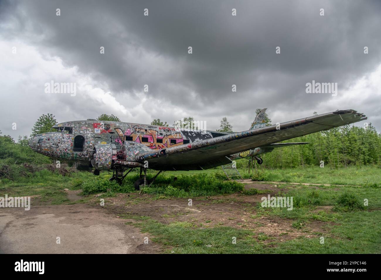 Zeljava Air Base in Croatia and Abandoned Douglas C-47 Airplane on the ...