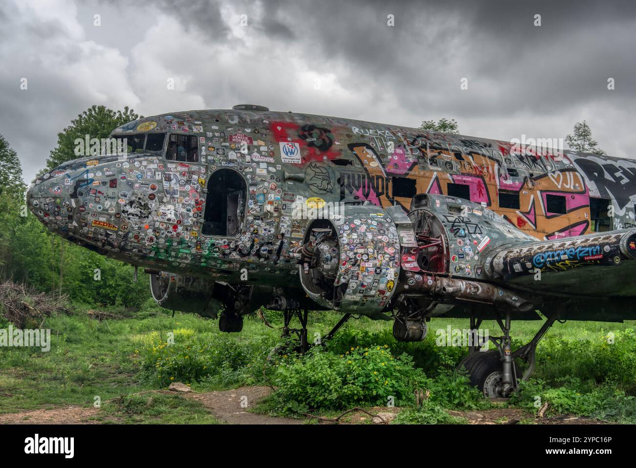 Zeljava Air Base in Croatia and Abandoned Douglas C-47 Airplane on the ...