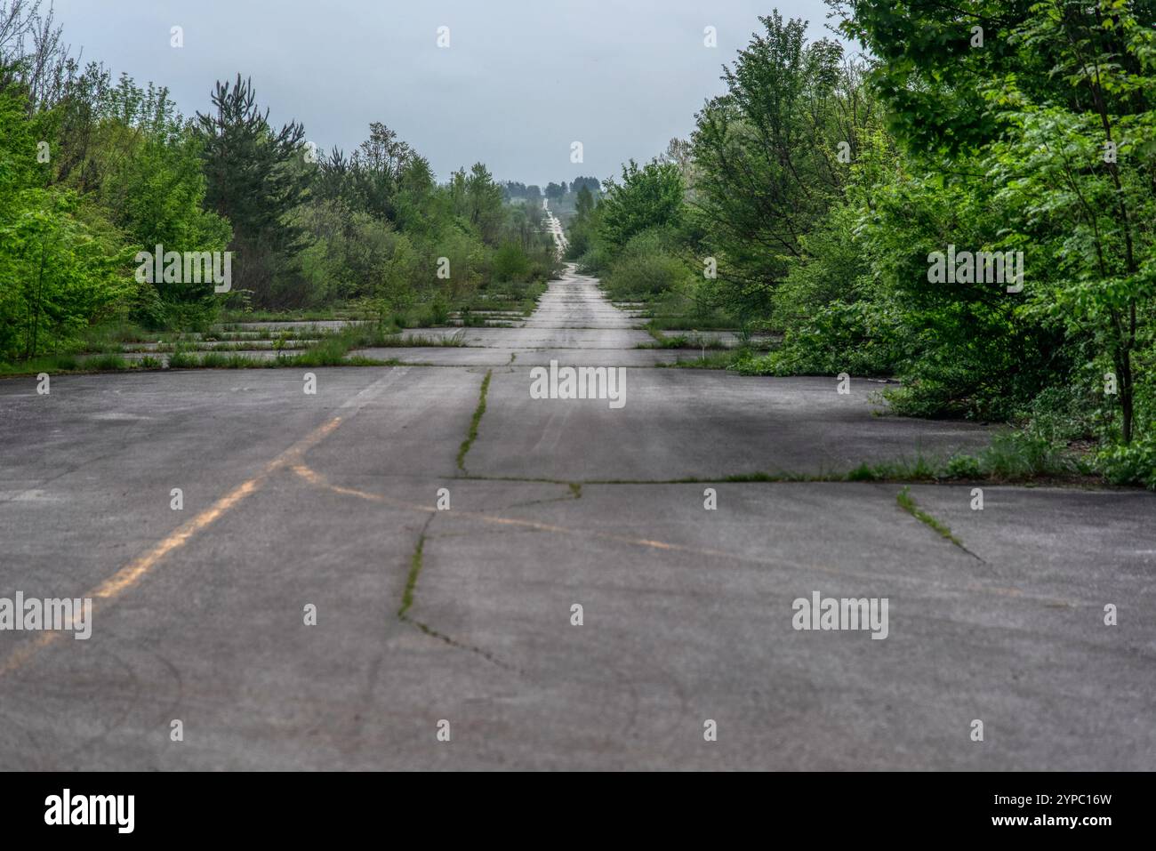 Ruins of underground airbase Zeljava, Bihac. Runway. Former military ...
