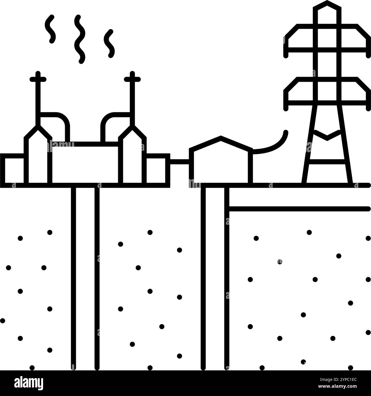 power grid geothermal energy line icon vector illustration Stock Vector ...
