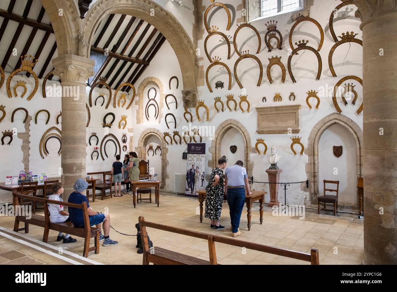 UK, England, Rutland, Oakham, Oakham Castle, interior, visitors Stock Photo - Alamy