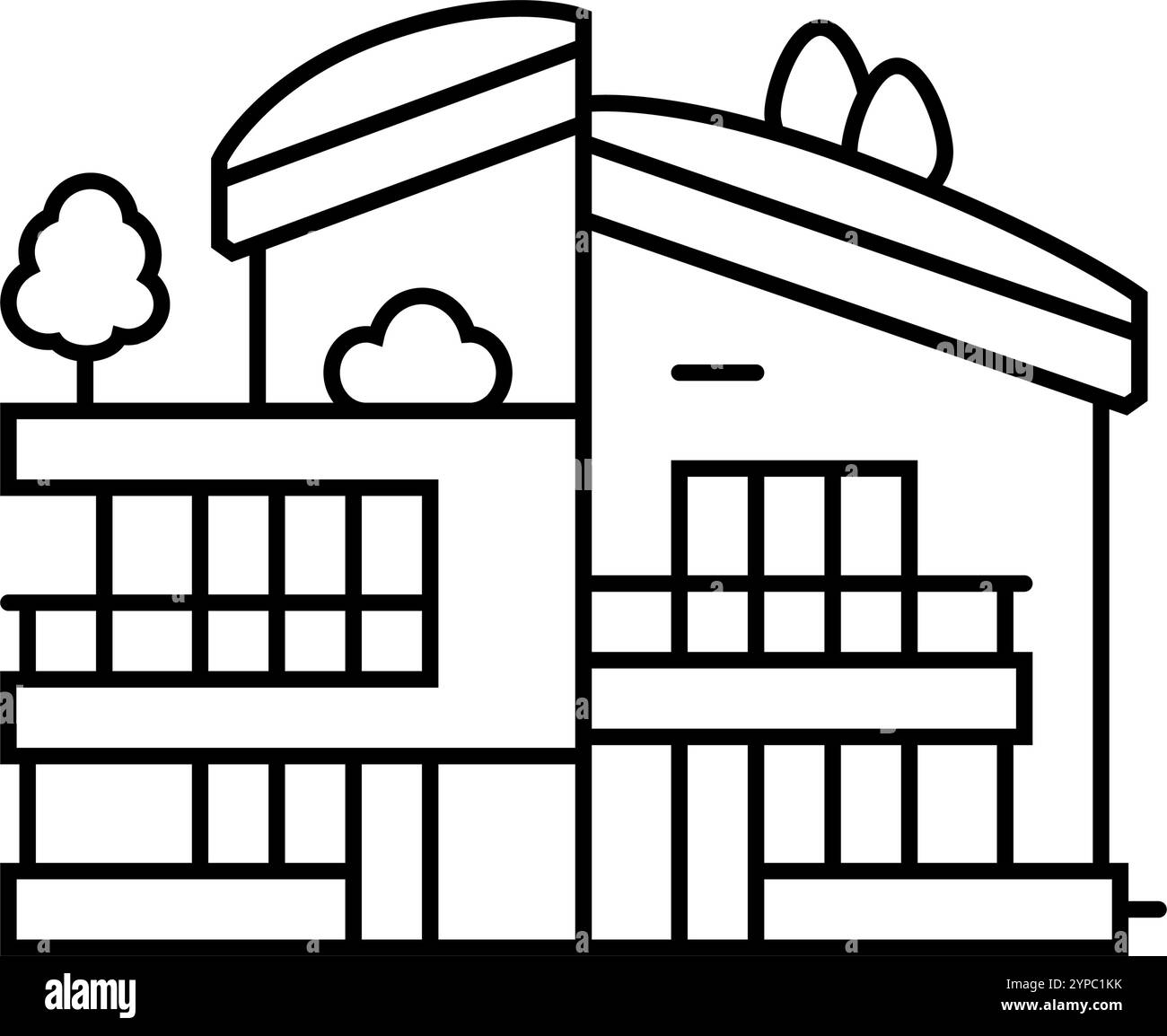 eco friendly architecture green building line icon vector illustration ...