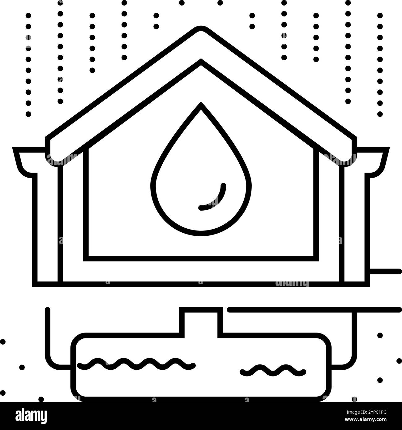 rainwater harvesting green building line icon vector illustration Stock ...