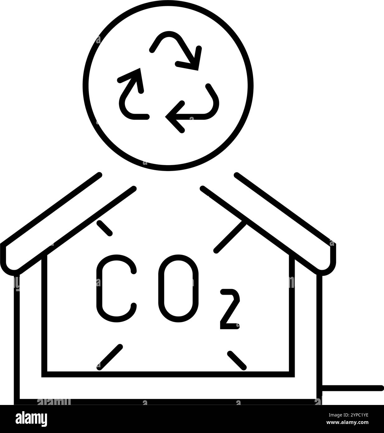 carbon neutral building green line icon vector illustration Stock ...
