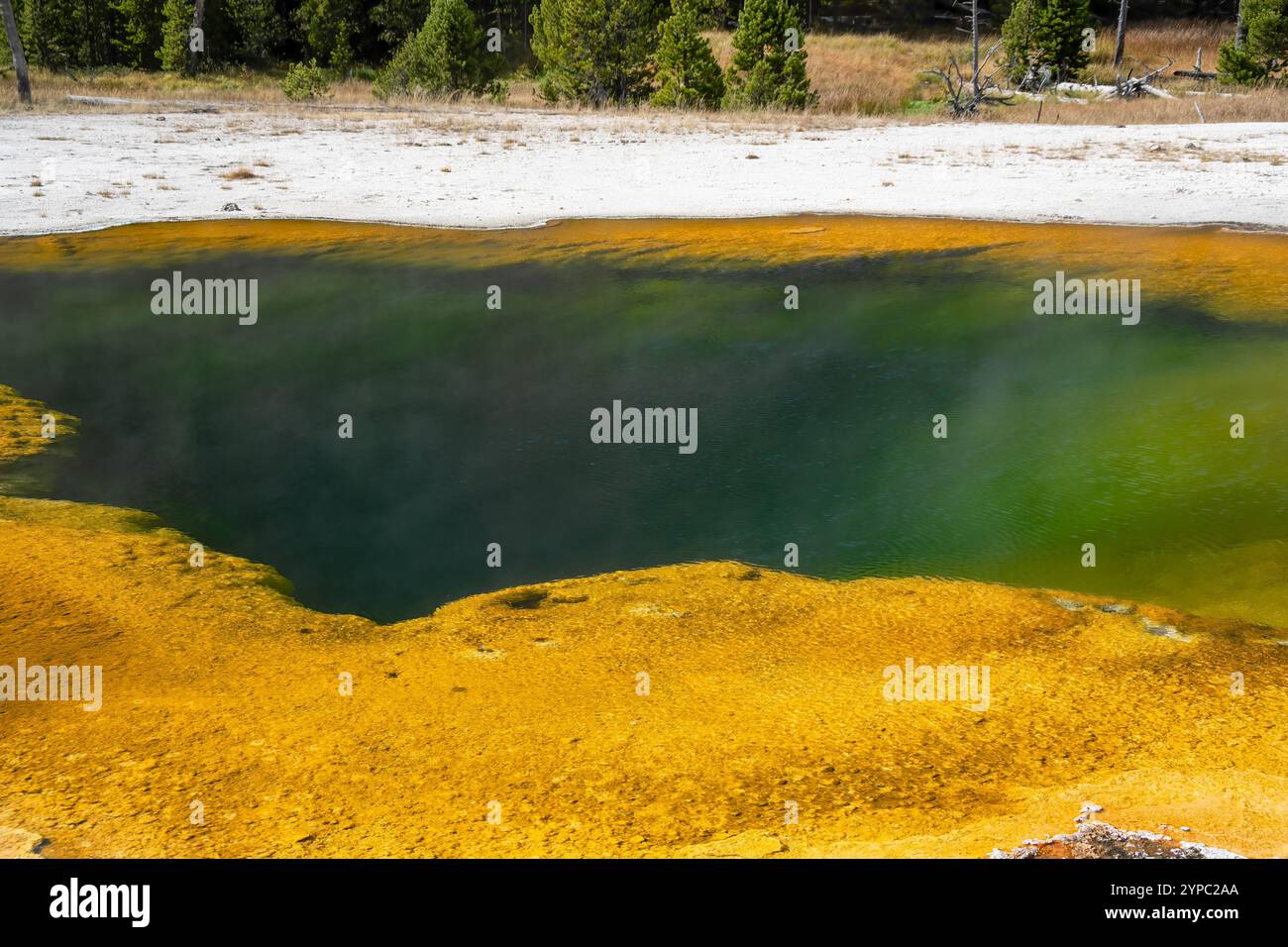 an active geyser spring with an intermittent discharge of water ejected ...