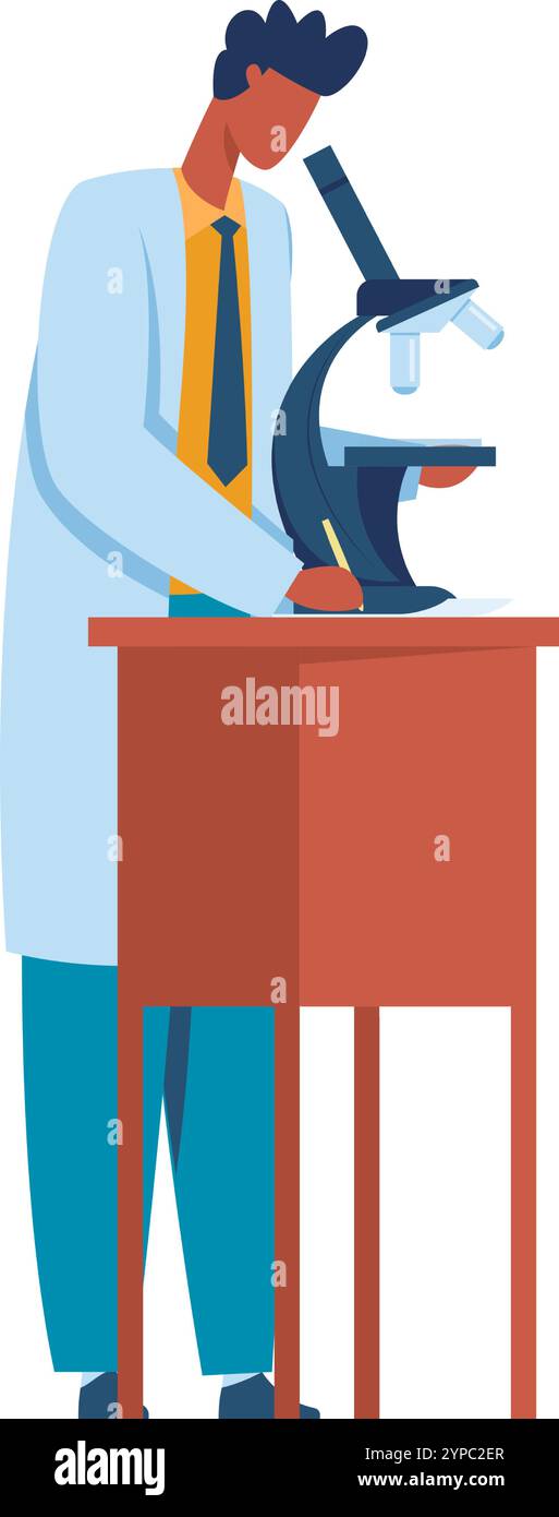 Scientist is conducting research, meticulously examining a sample ...