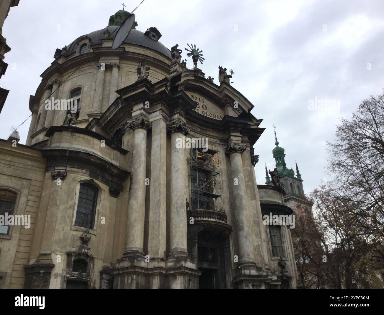 This structure showcases intricate architecture, with scaffolding ...