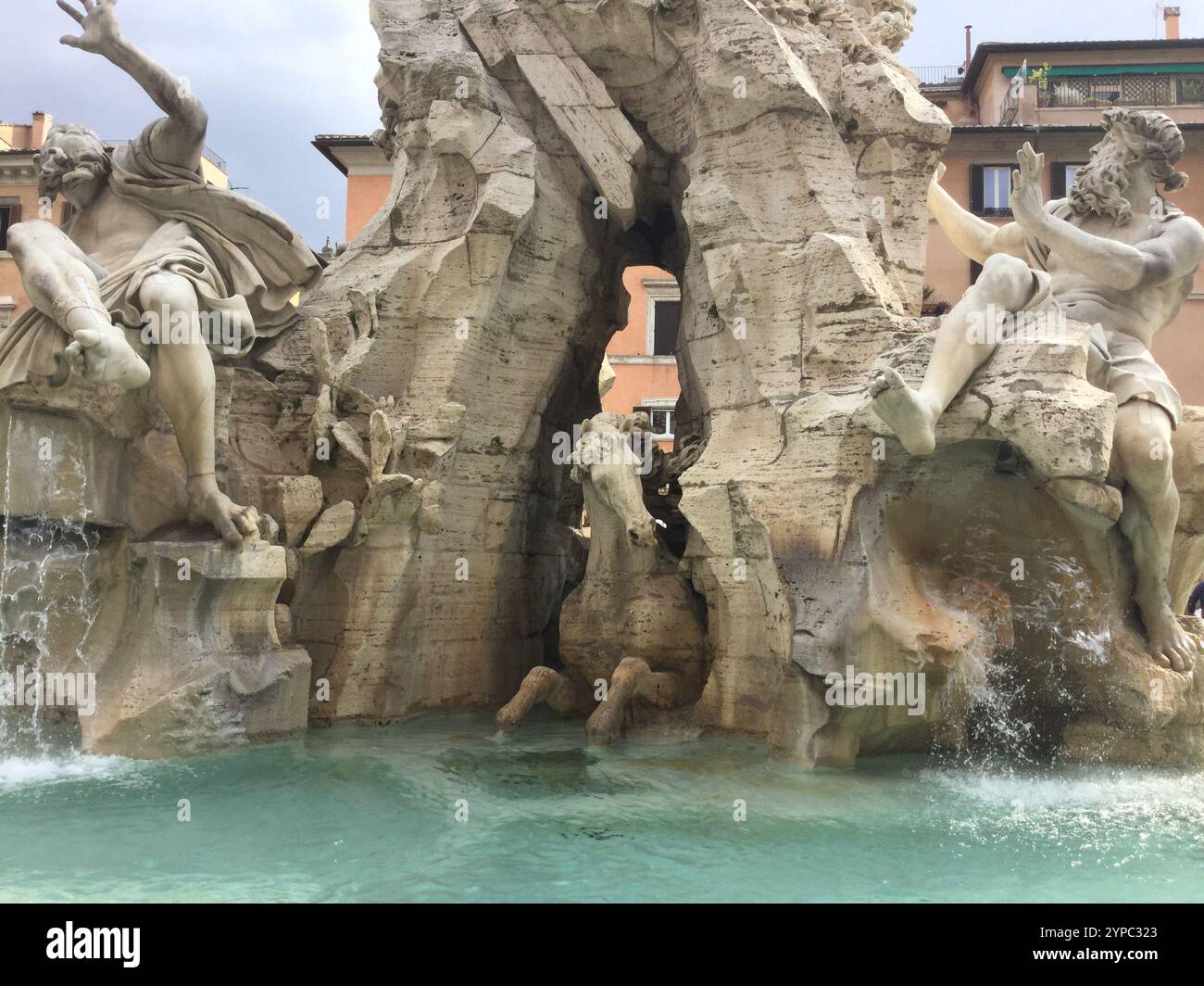 This stunning fountain displays exquisite sculptures depicting mythological figures in dynamic ...