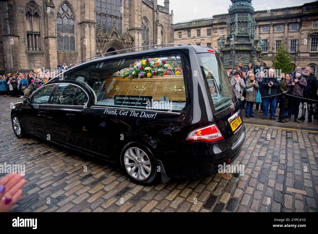 Edinburgh, Scotland, Wednesday, 29th November 2024 Janey Godley hearse ...