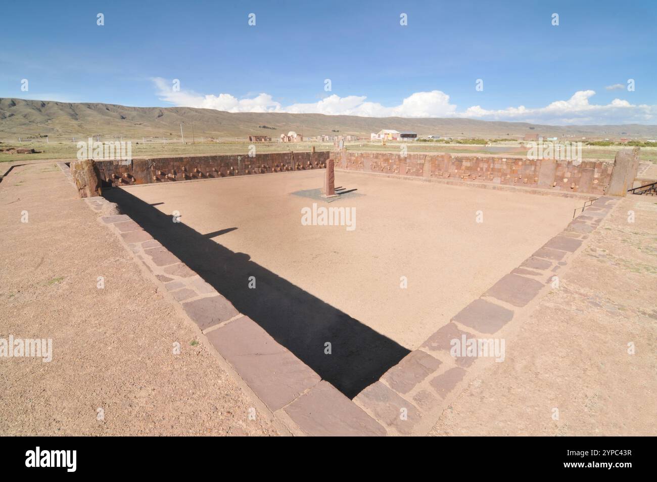 Semi-Subterranean Temple in Tiwanaku Pre-Columbian archaeological site ...