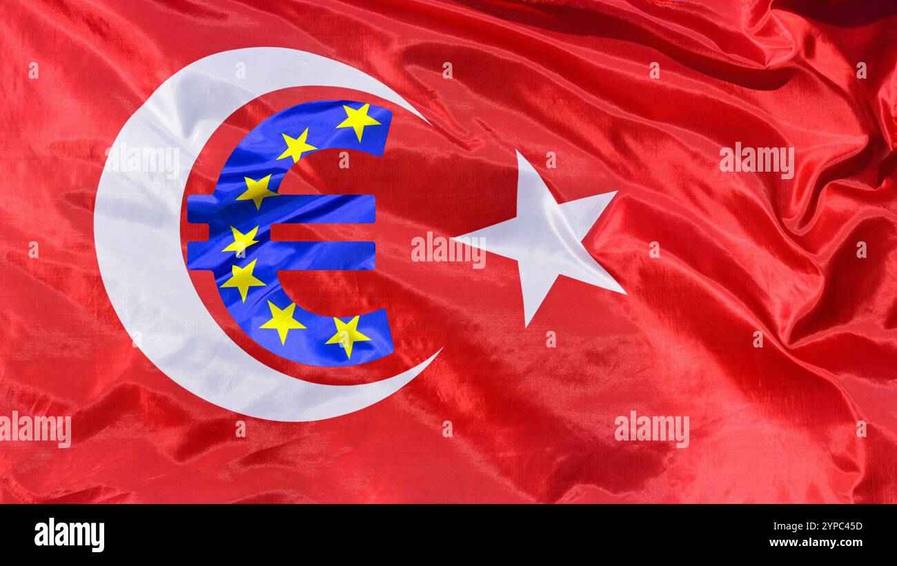Euro currency symbol in the Turkish national flag Stock Photo - Alamy