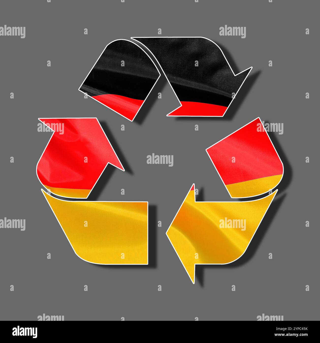 the international recycling symbol designed with the German flag Stock ...