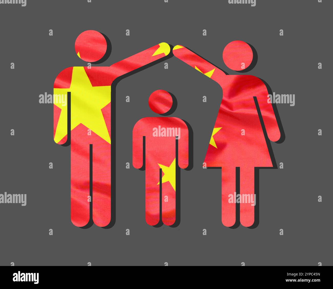 Parents and a child designed with the Chinese national flag ...