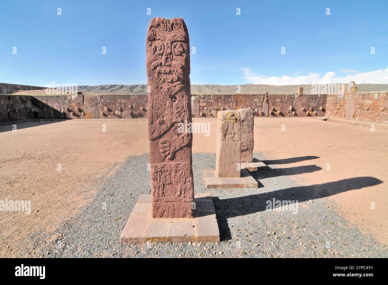 Semi-Subterranean Temple in Tiwanaku Pre-Columbian archaeological site ...