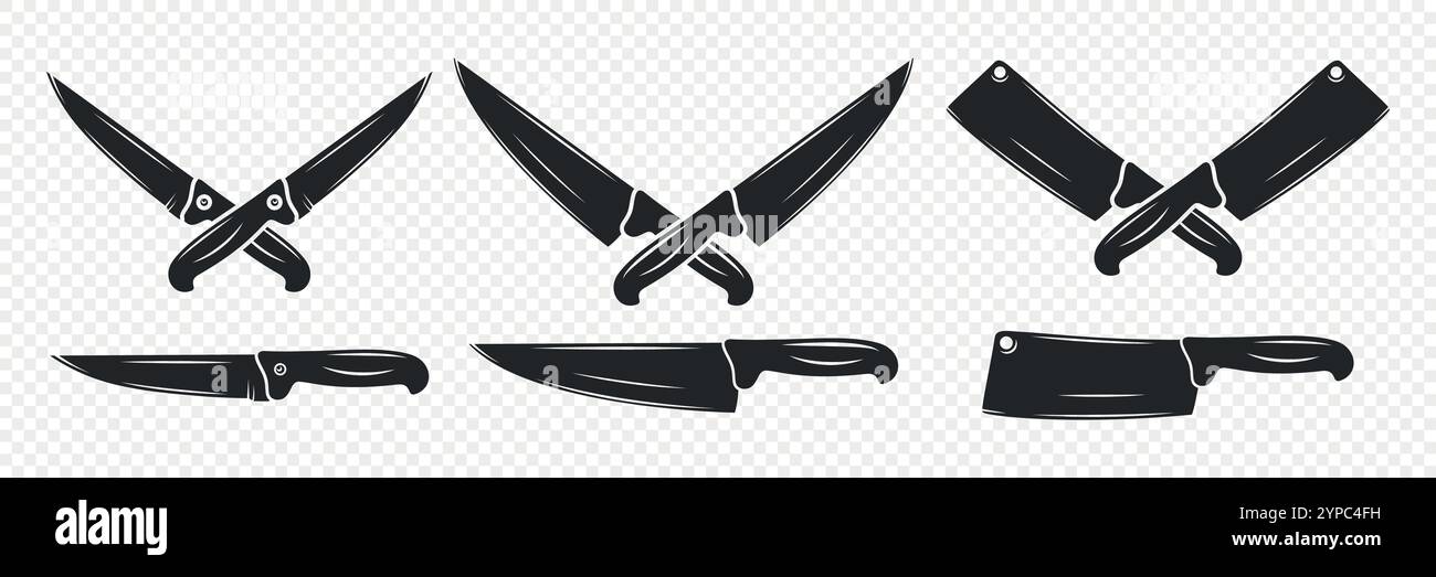 Kitchen Knives Silhouette. Single Color Kitchen Knives. Crossed Knives ...