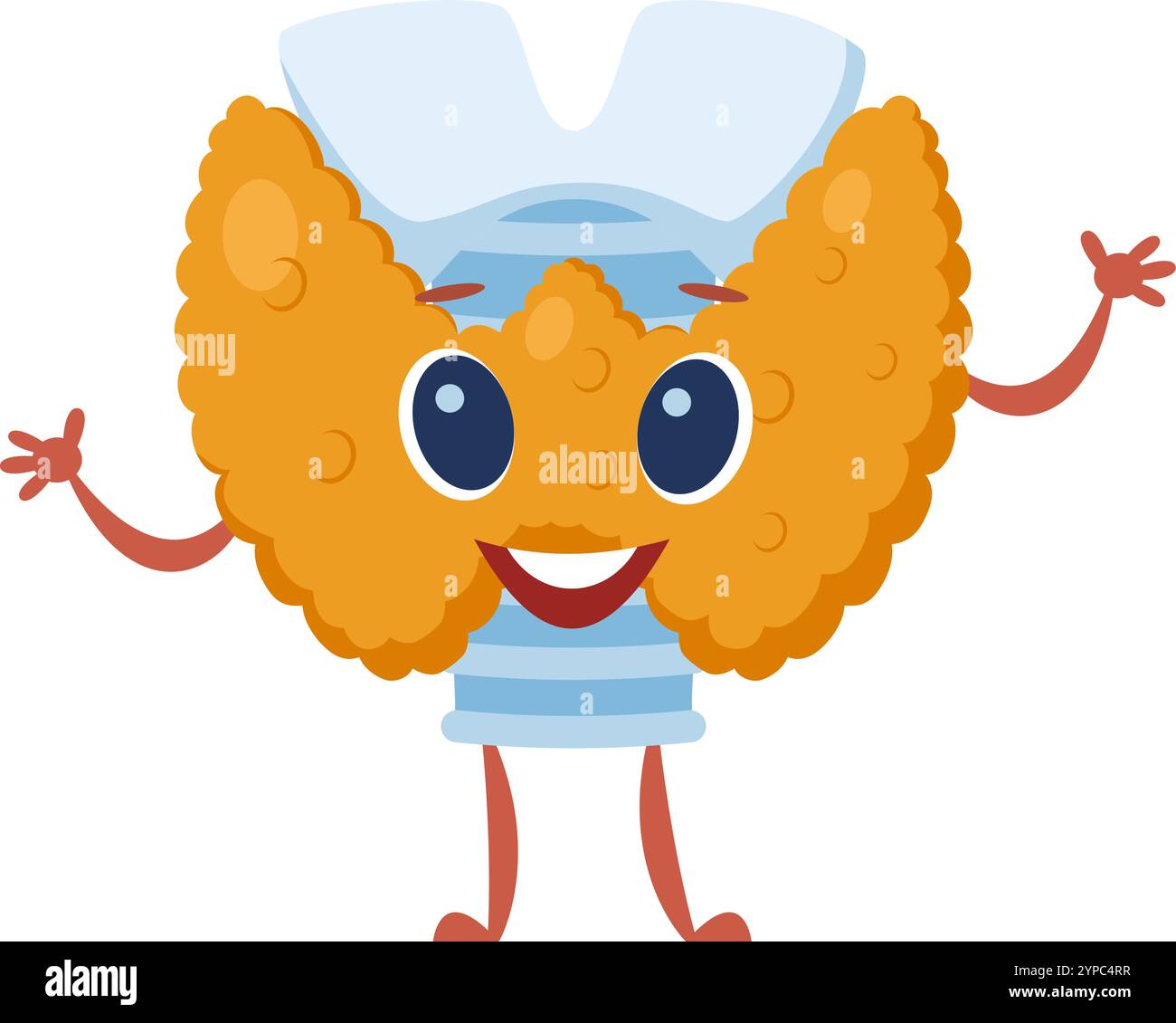 Cute cartoon thyroid character promotes health awareness against a ...