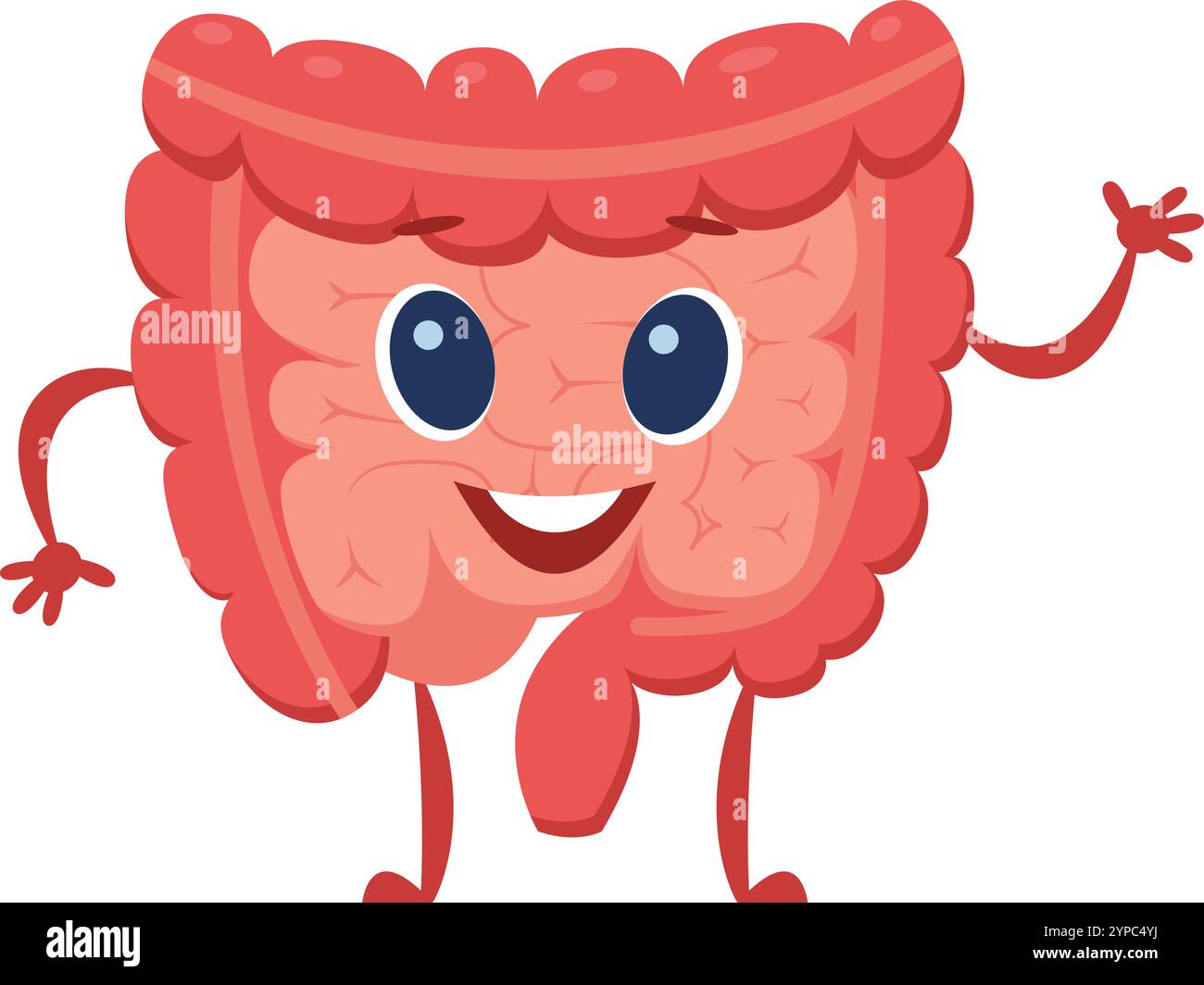 Cute cartoon intestine character happily promotes digestive health and ...