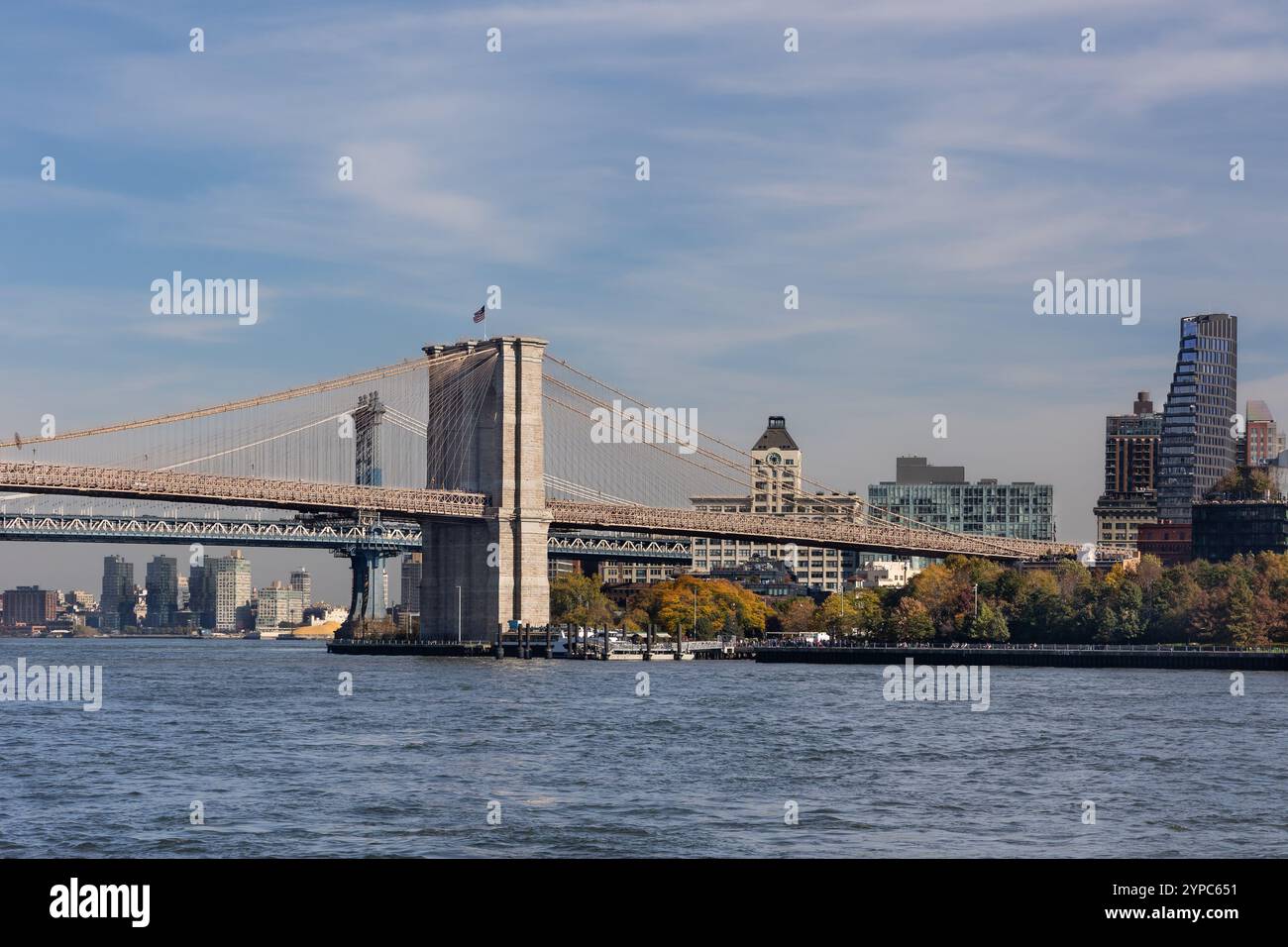 The Brooklyn Bridge connects Manhattan and Brooklyn, showcasing its ...