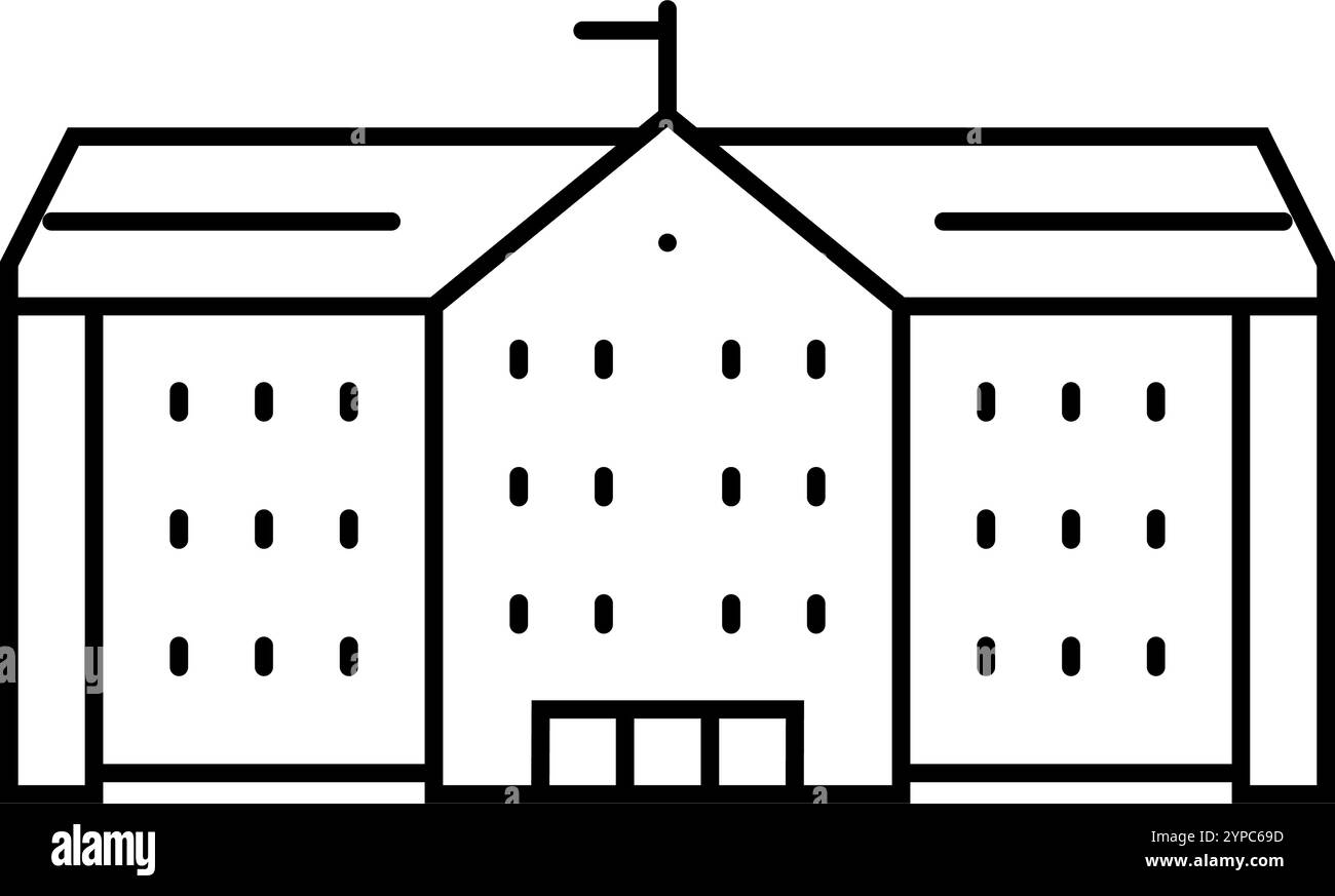 public school building line icon vector illustration Stock Vector Image ...