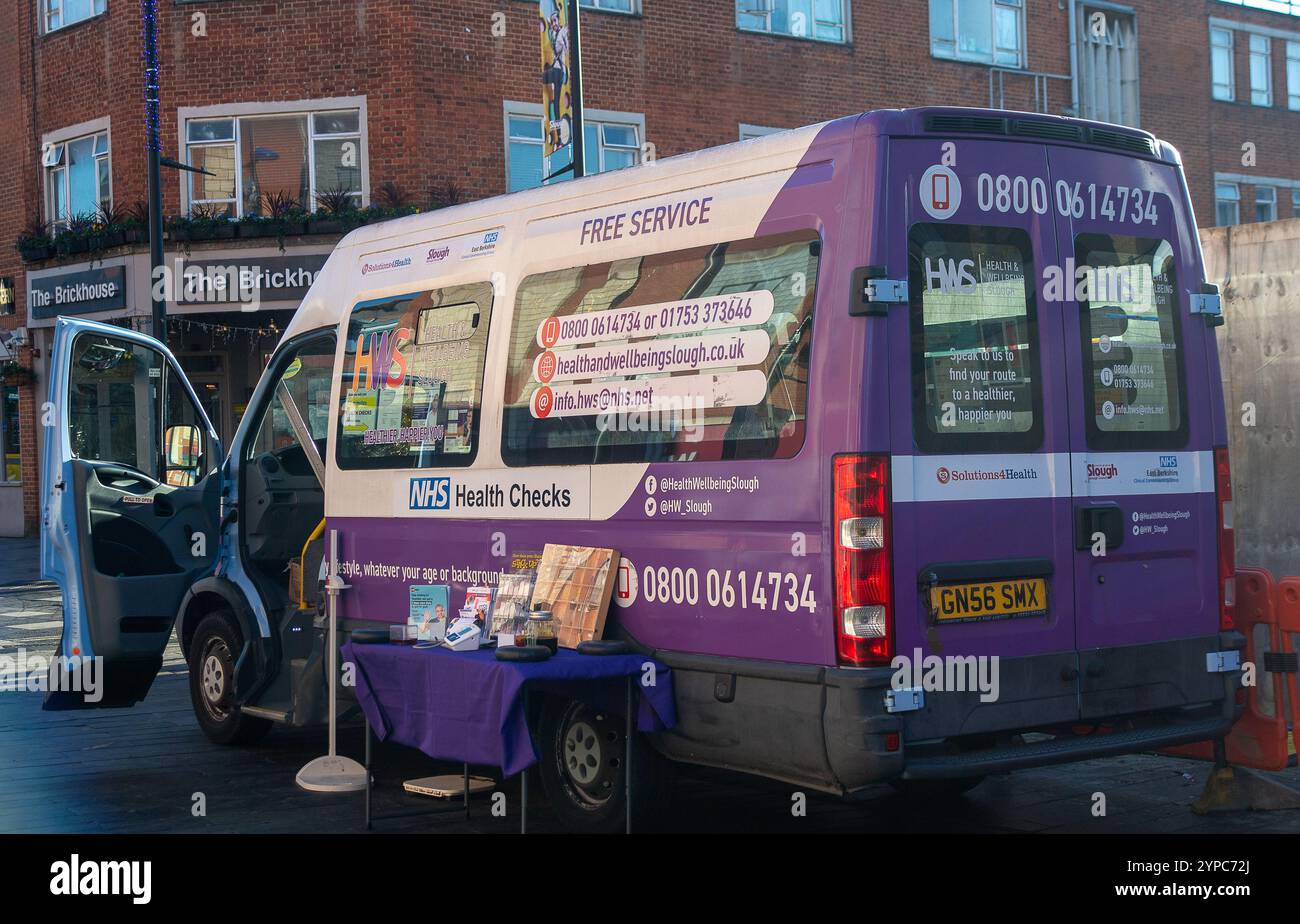 Slough, UK. 29th November, 2024. An NHS van where staff are doing free ...