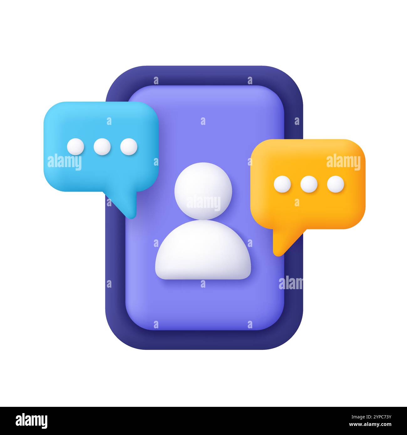 Smartphone with speech bubbles and human avatar icon. Social media ...