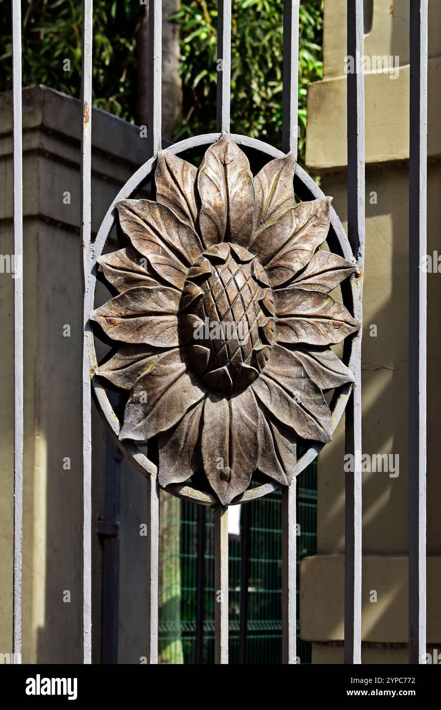 Metal gate with decorative medallion on Quinta da Boa Vista, Rio de ...