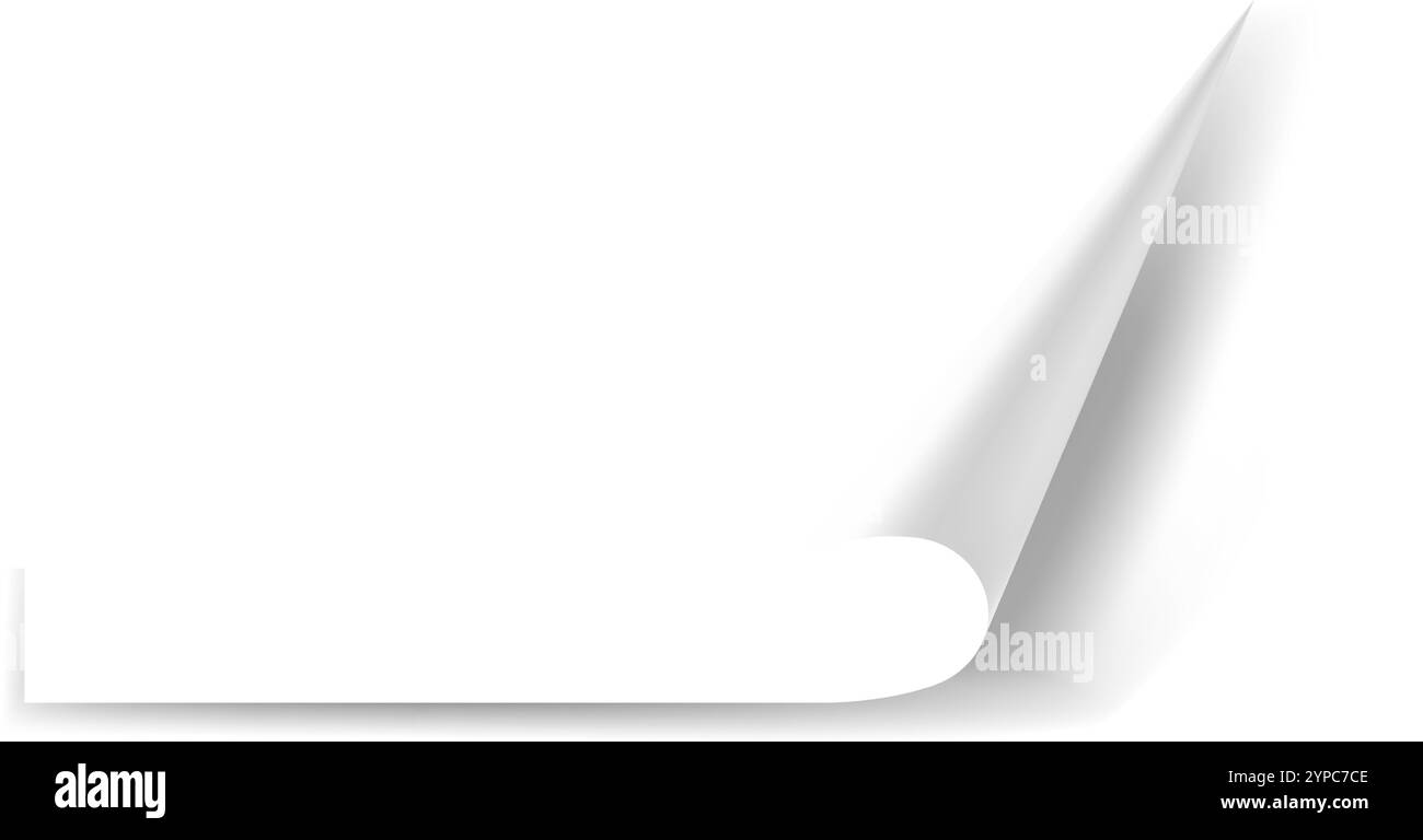 White sheet of paper curling up from bottom right corner, creating a ...