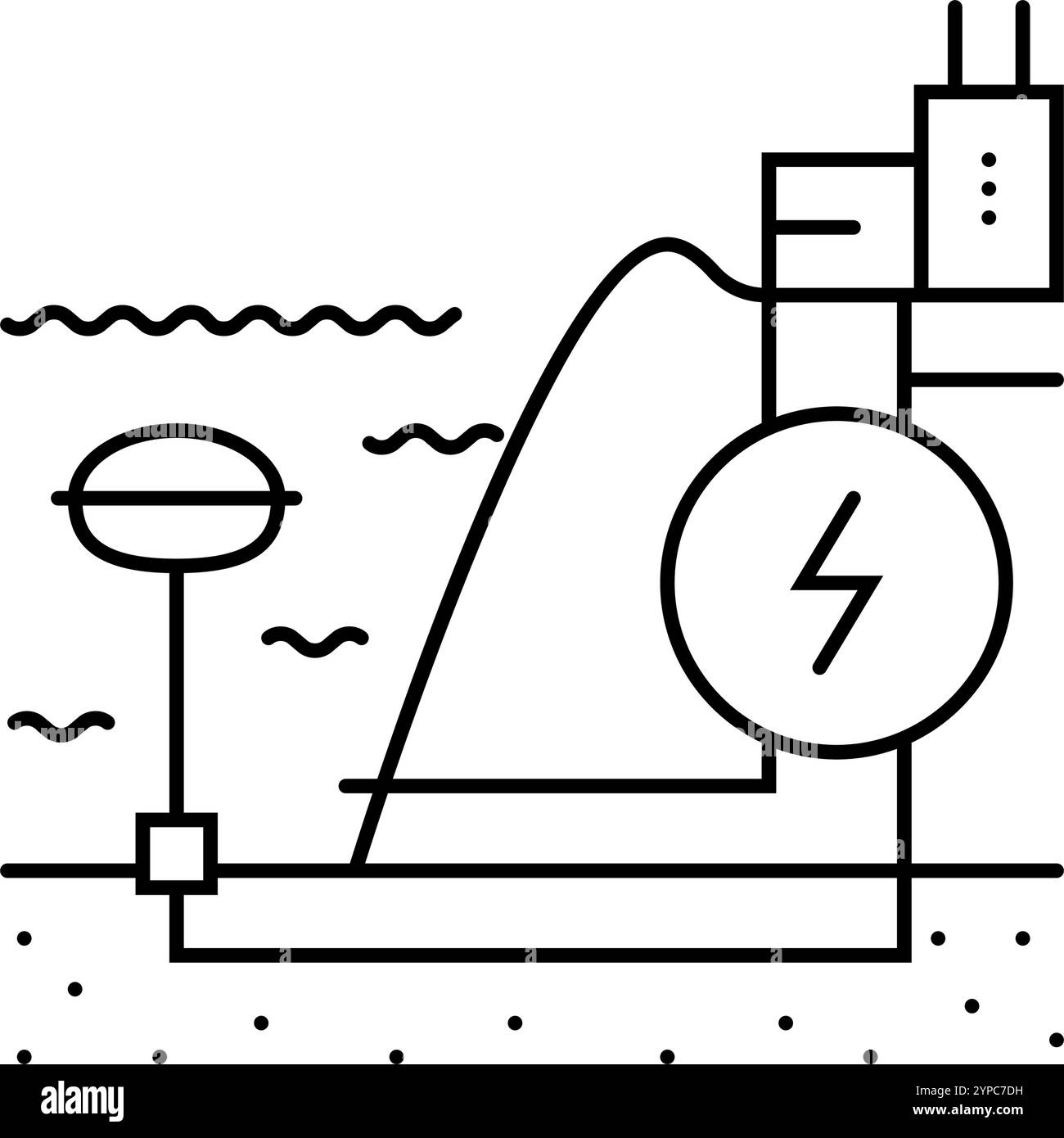 wave energy farm tidal power line icon vector illustration Stock Vector ...