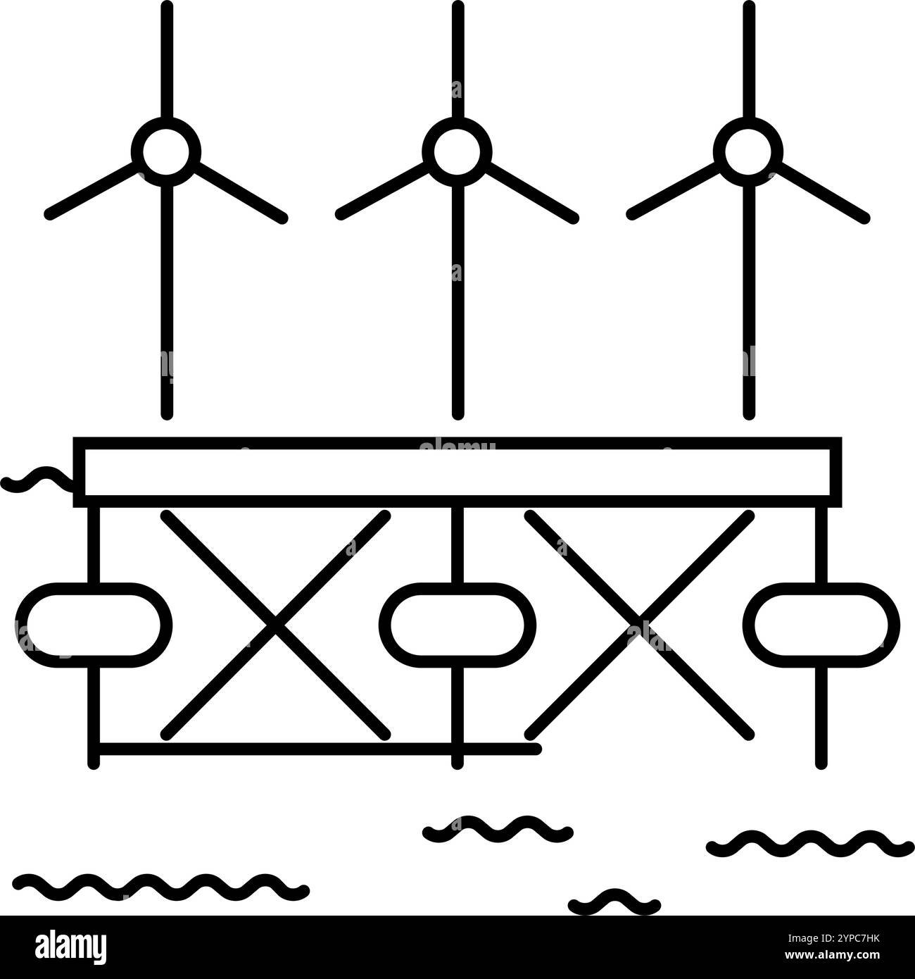 floating wave platform line icon vector illustration Stock Vector Image ...