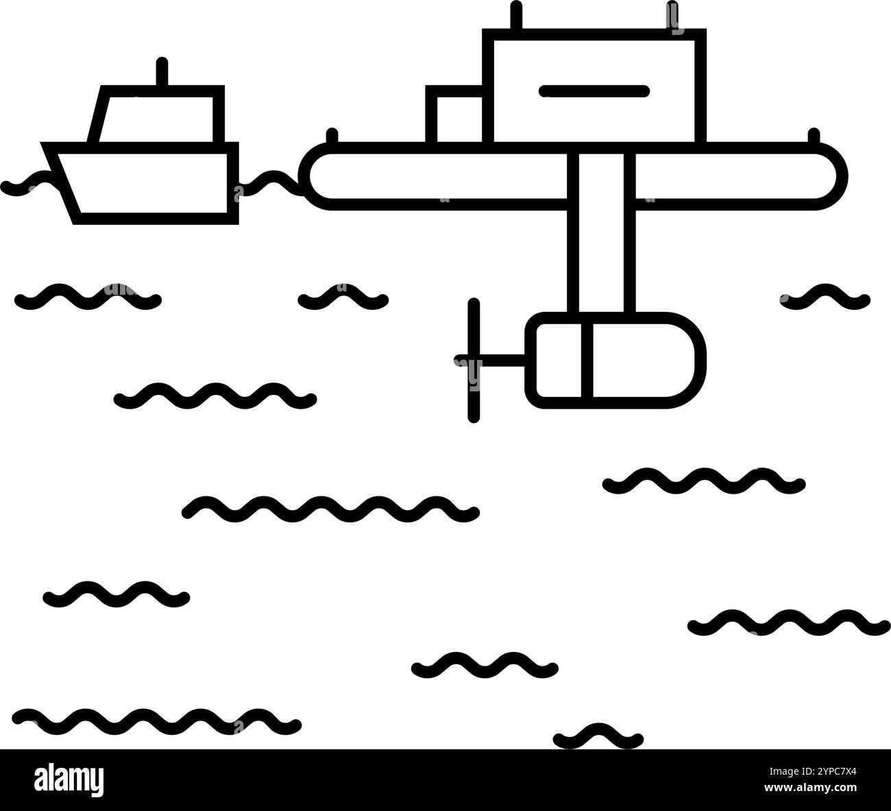 floating platform tidal power line icon vector illustration Stock ...