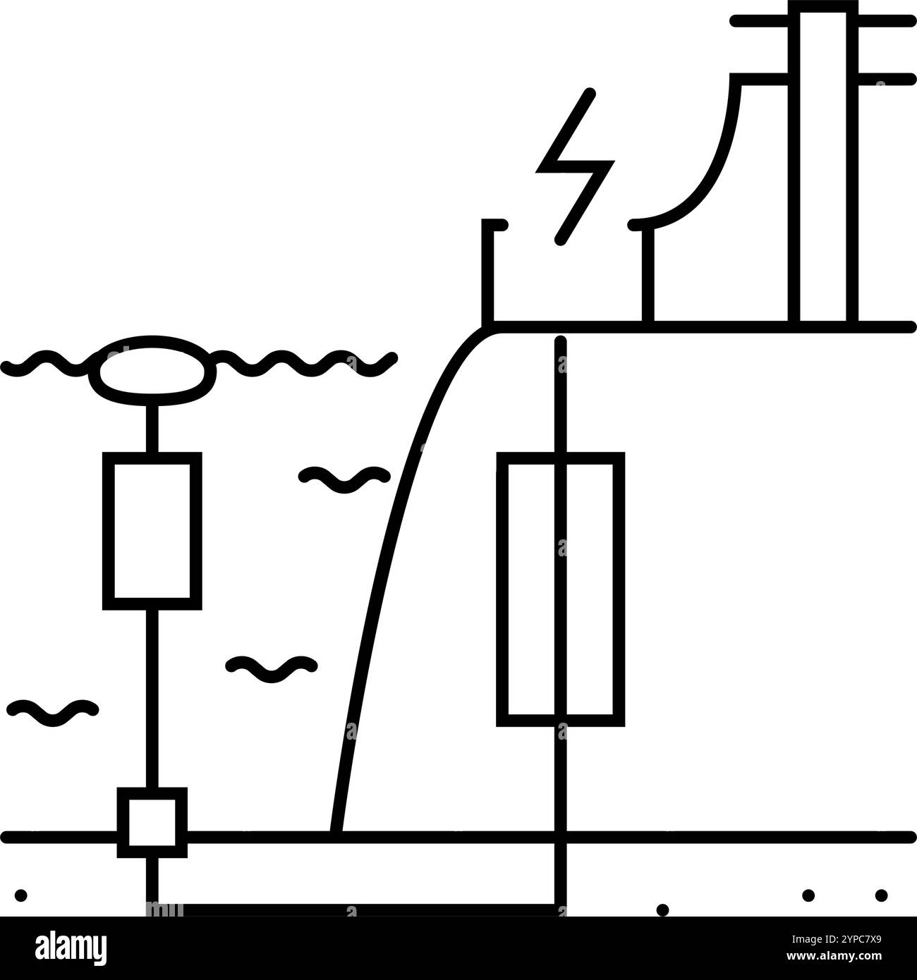 currents tidal power line icon vector illustration Stock Vector Image ...