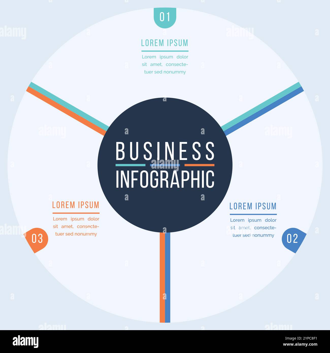 Business Infographic design 3 steps, objects, elements or options infographic business circle ...