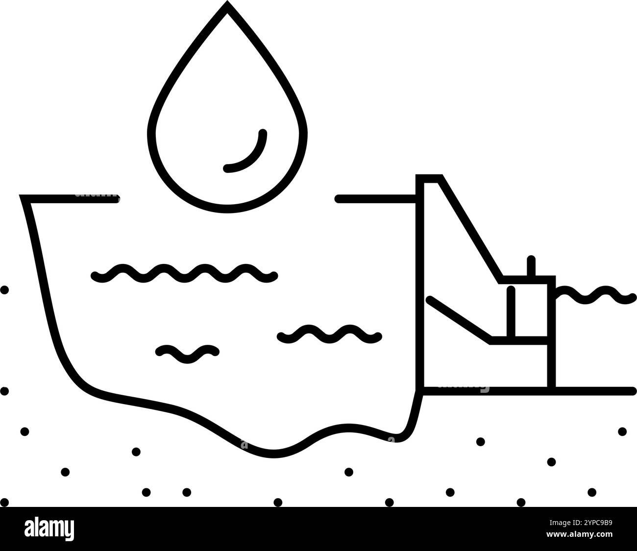 water reservoir hydroelectric power line icon vector illustration Stock ...